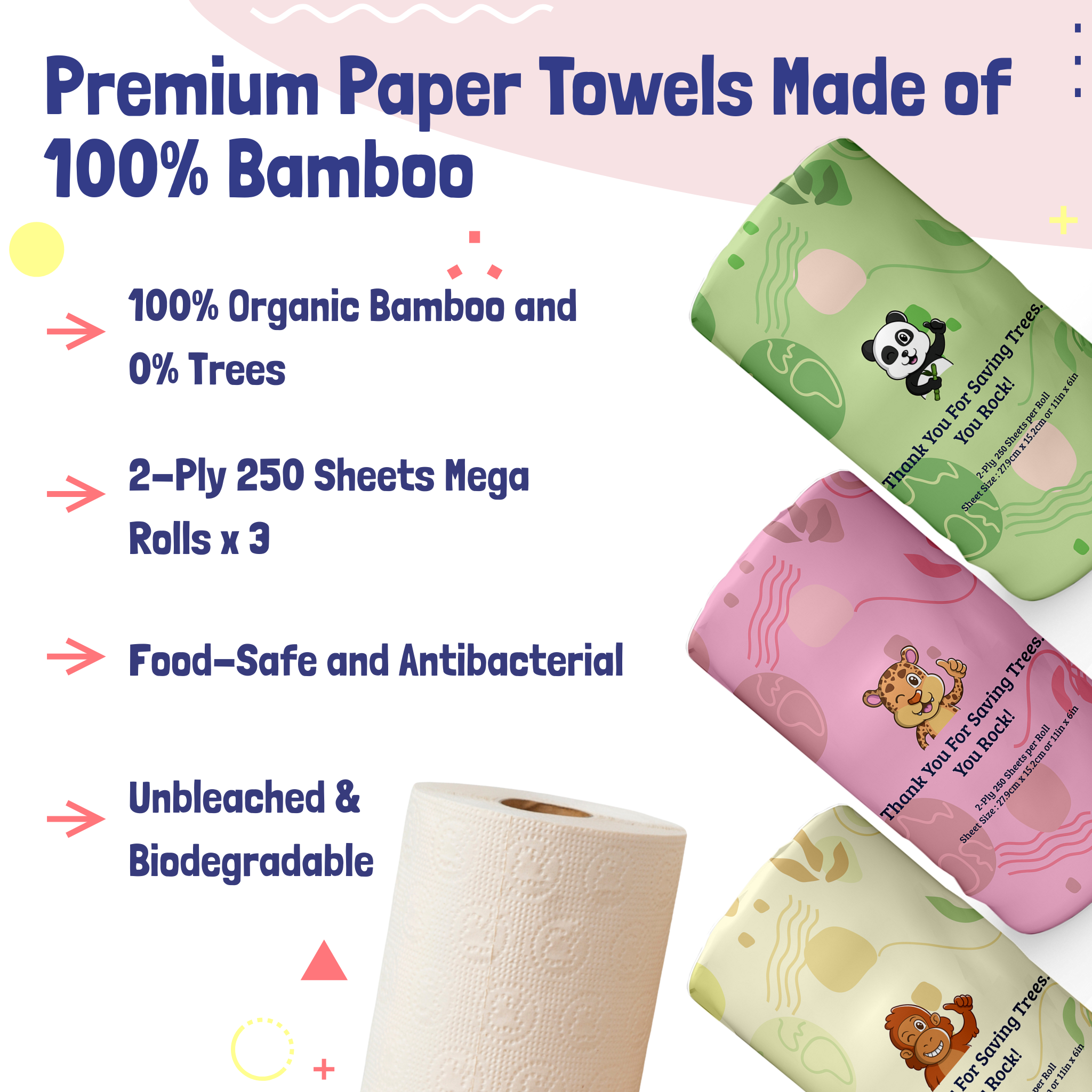 MOTHER EARTH Unbleached Organic Bamboo Paper Towels | MOTHER EARTH